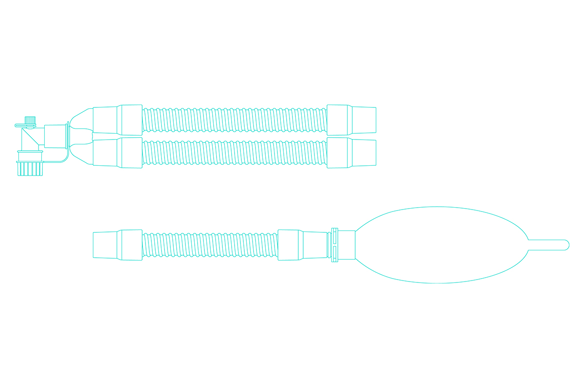 22mm Adult Anesthesia Circuit with Extra Limb & Anesthesia Bag